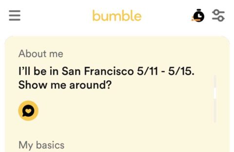 Bumble Location: Lives In vs Location, Travel Mode Red Flag
